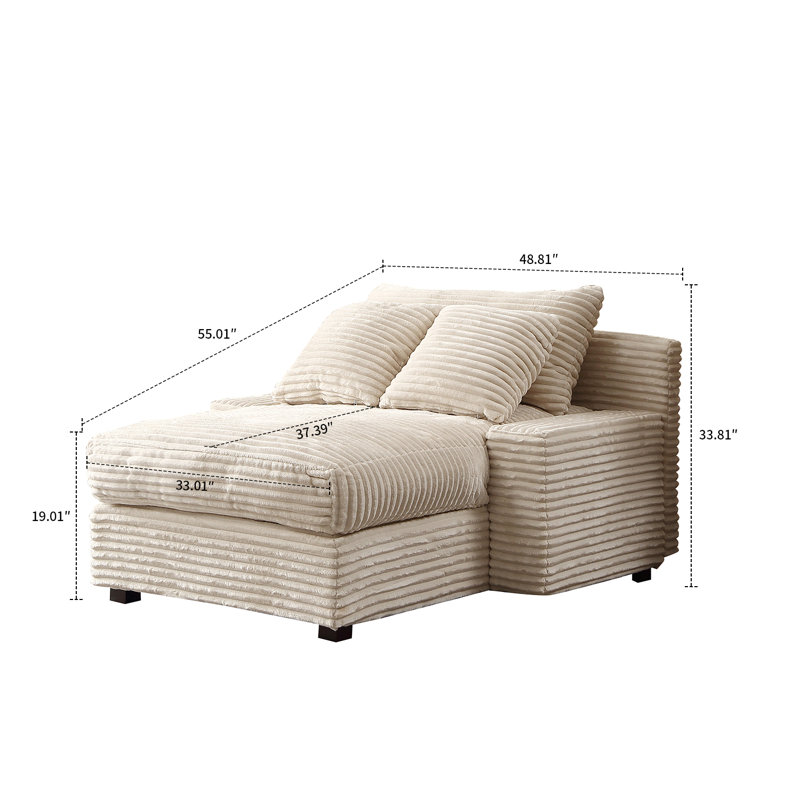 Latitude Run® Ahnya 48.81'' Wide Corduroy Upholstered Chaise Lounge ...