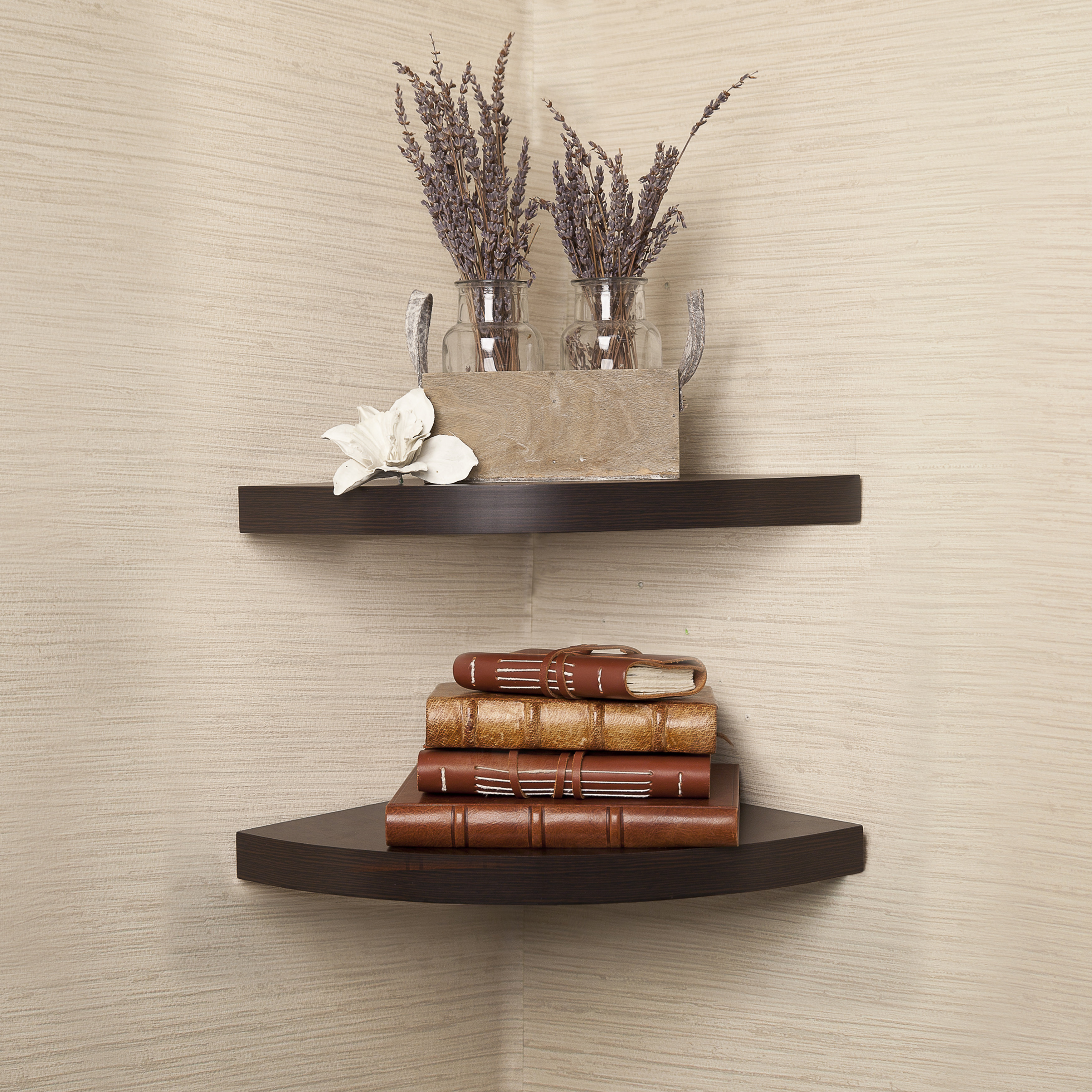 Ebern Designs Floating Half-Circle Corner Ledge Shelf Set & Reviews ...