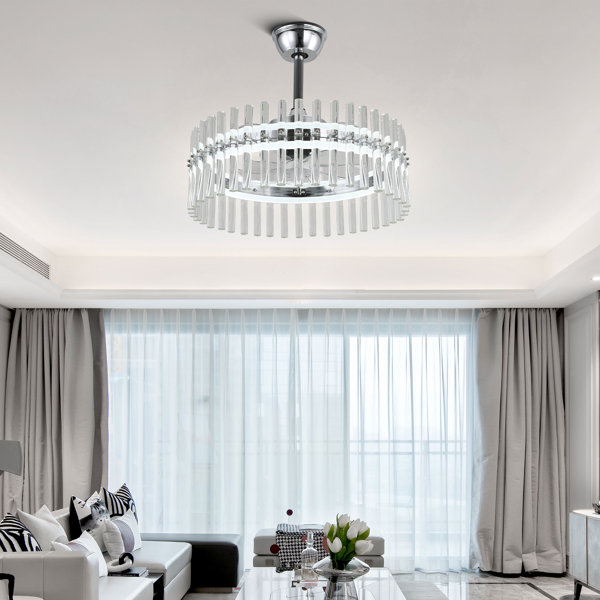 Mercer41 Nicklos 22" Posh Luxury Dimmable Glass Ceiling Fan with LED ...