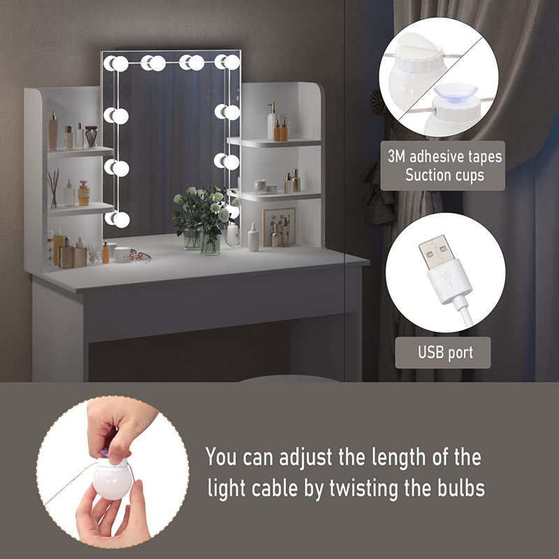 Latitude Run Baysden Dressing Table with Mirror & Reviews | Wayfair.co.uk