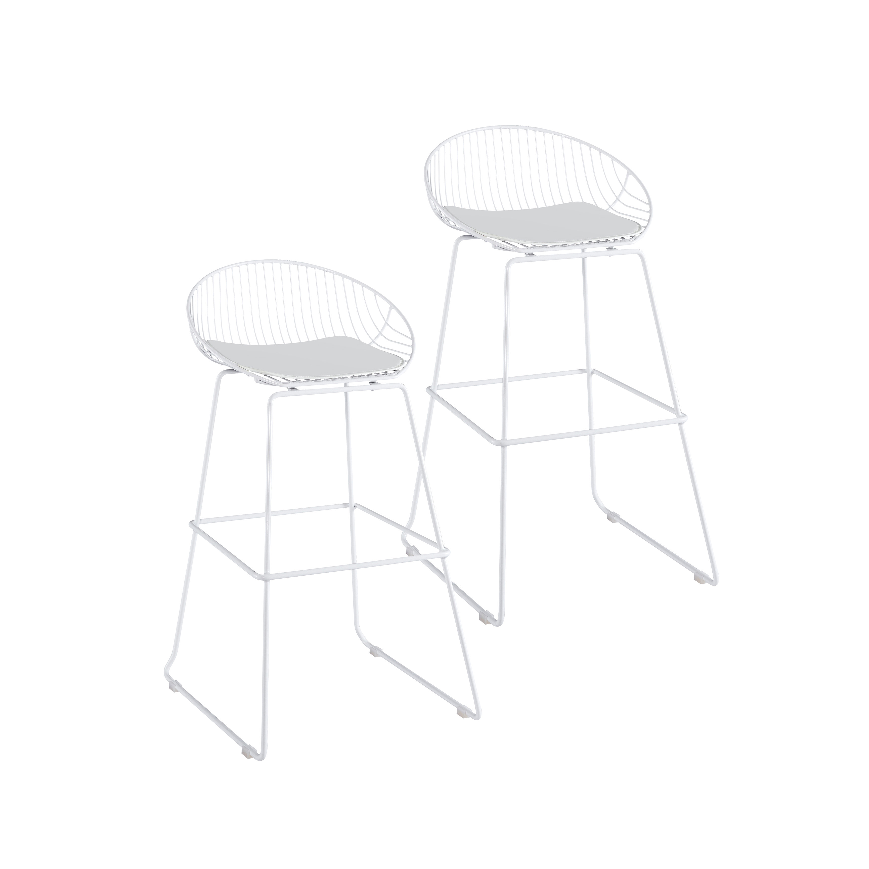 George Oliver 29.53" Iron Wire Bar Stools with PU Leather Seat Pad ...