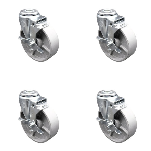 Service Caster Semi Steel Wheel Swivel Bolt Hole Caster with Brake ...