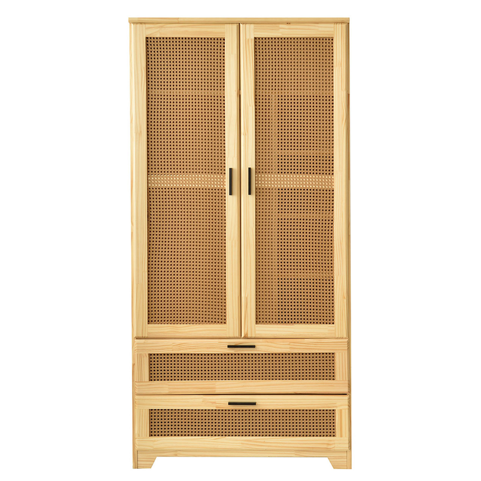 Bay Isle Home™ Solid Pine Wood Rattan Closet with 2 Drawers & Reviews ...