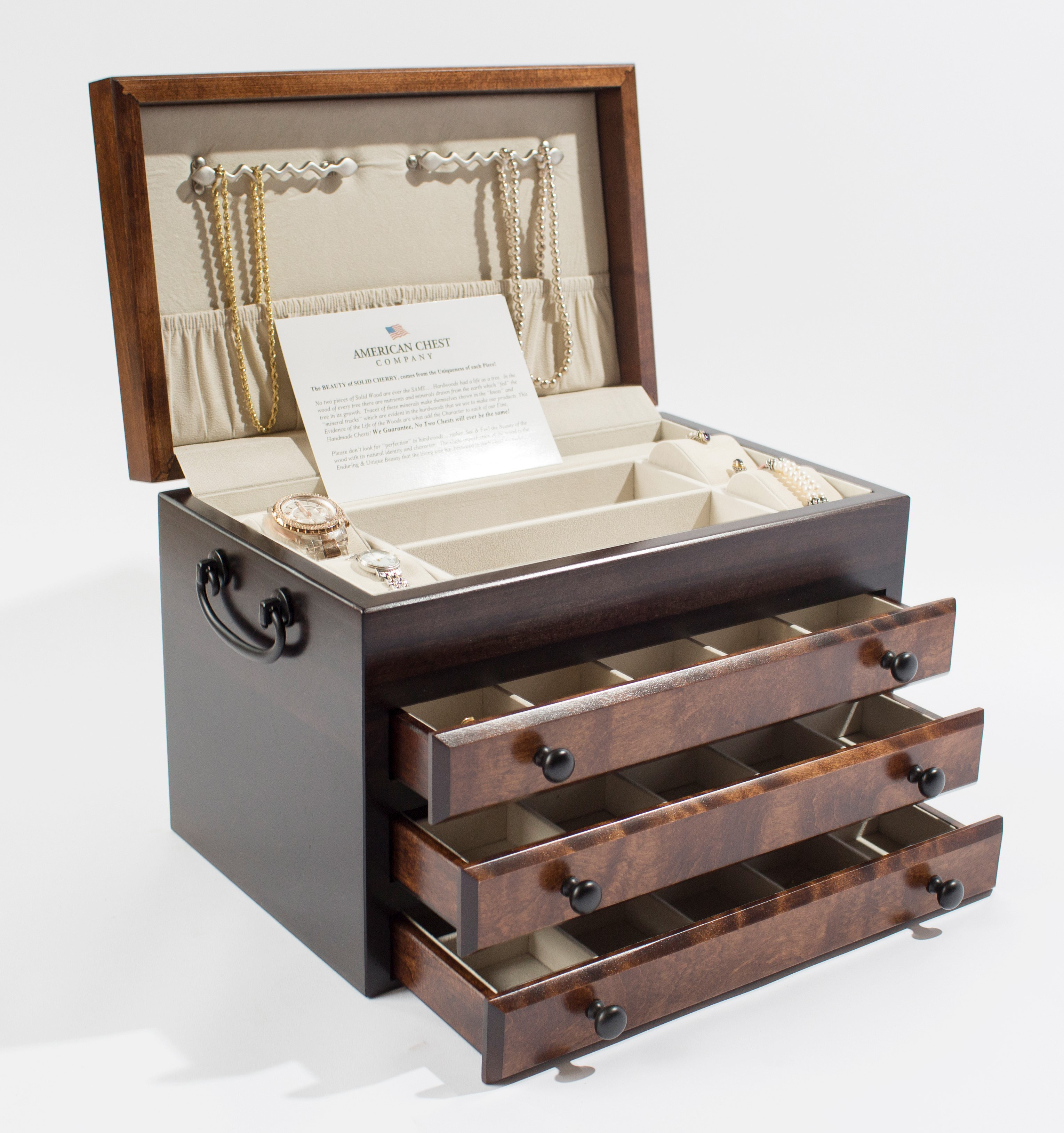 American Chest Wood Jewelry Box + Drawers | Wayfair