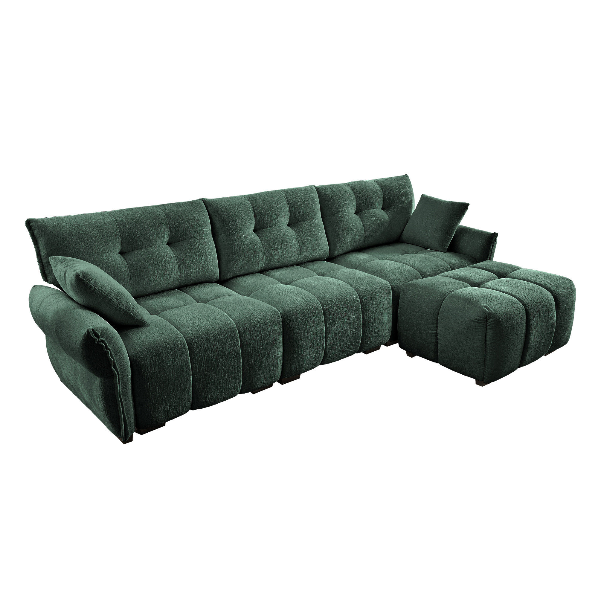 Latitude Run® Three - Seater Sofa Set With Ottoman And Pillows,Solid ...