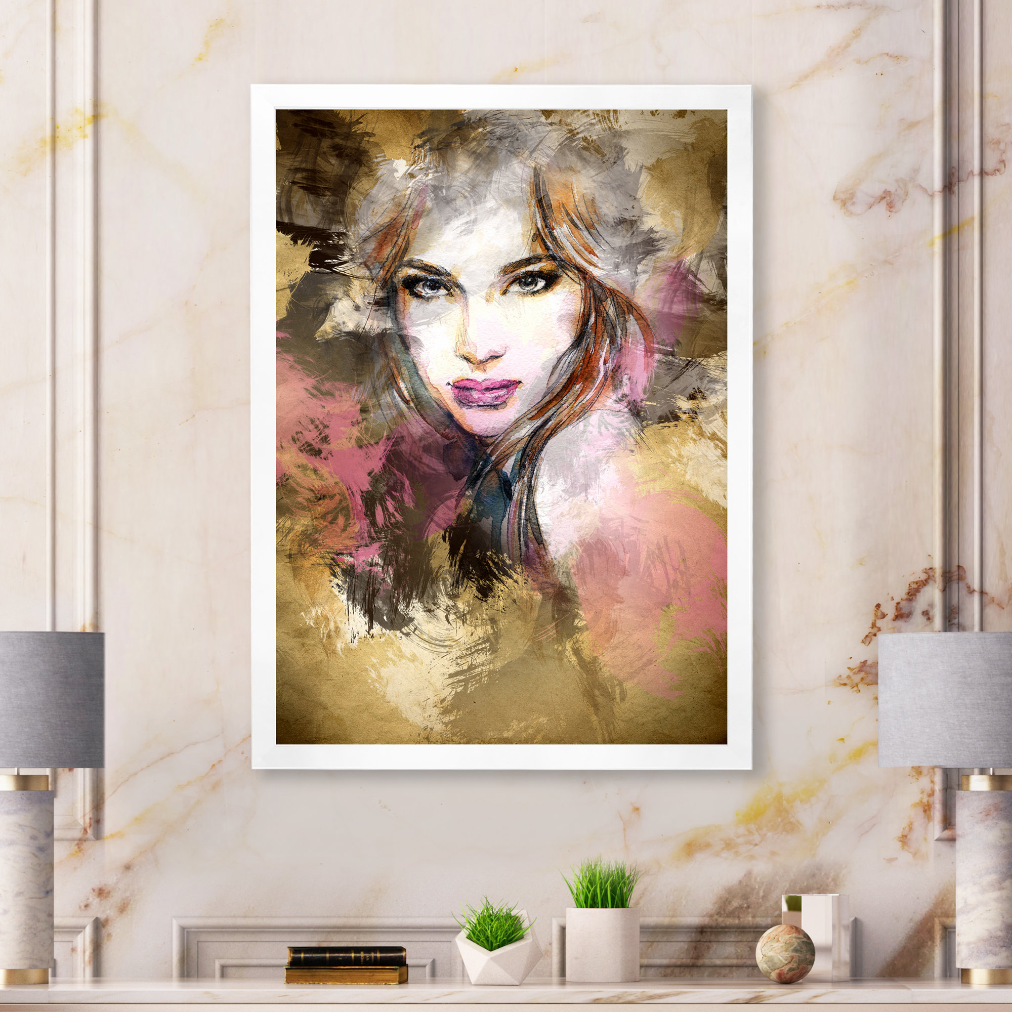 House of Hampton® Abstract Fashion Woman Portrait - Glam Canvas Artwork ...