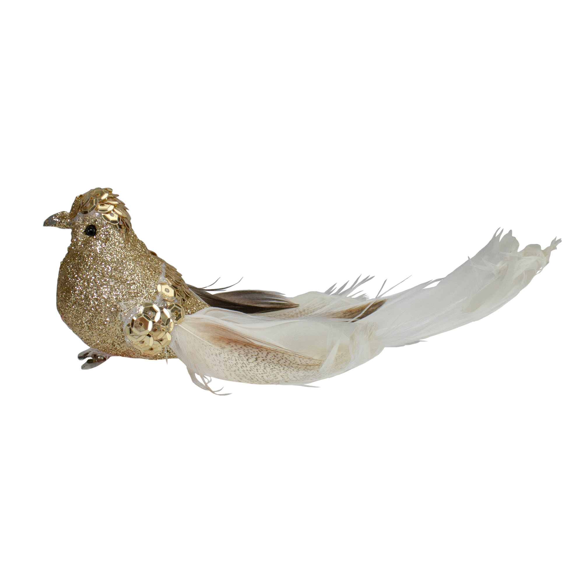 Northlight Seasonal 6" Gold And White Embellished Bird With Clip ...