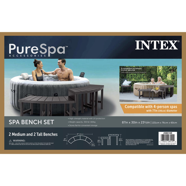 Intex 28515E 2 Medium PureSpa Accessories Benches, Compatible w/ 4 ...