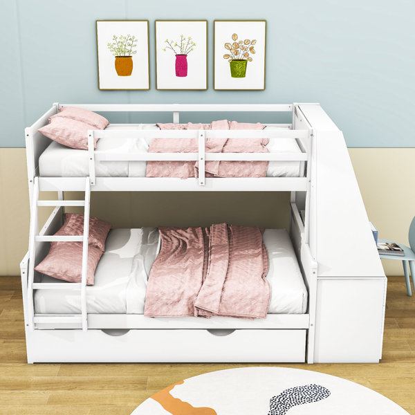 Viv + Rae™ Kirksey Twin Over Full 3 Drawer Standard Bunk Bed with Built ...