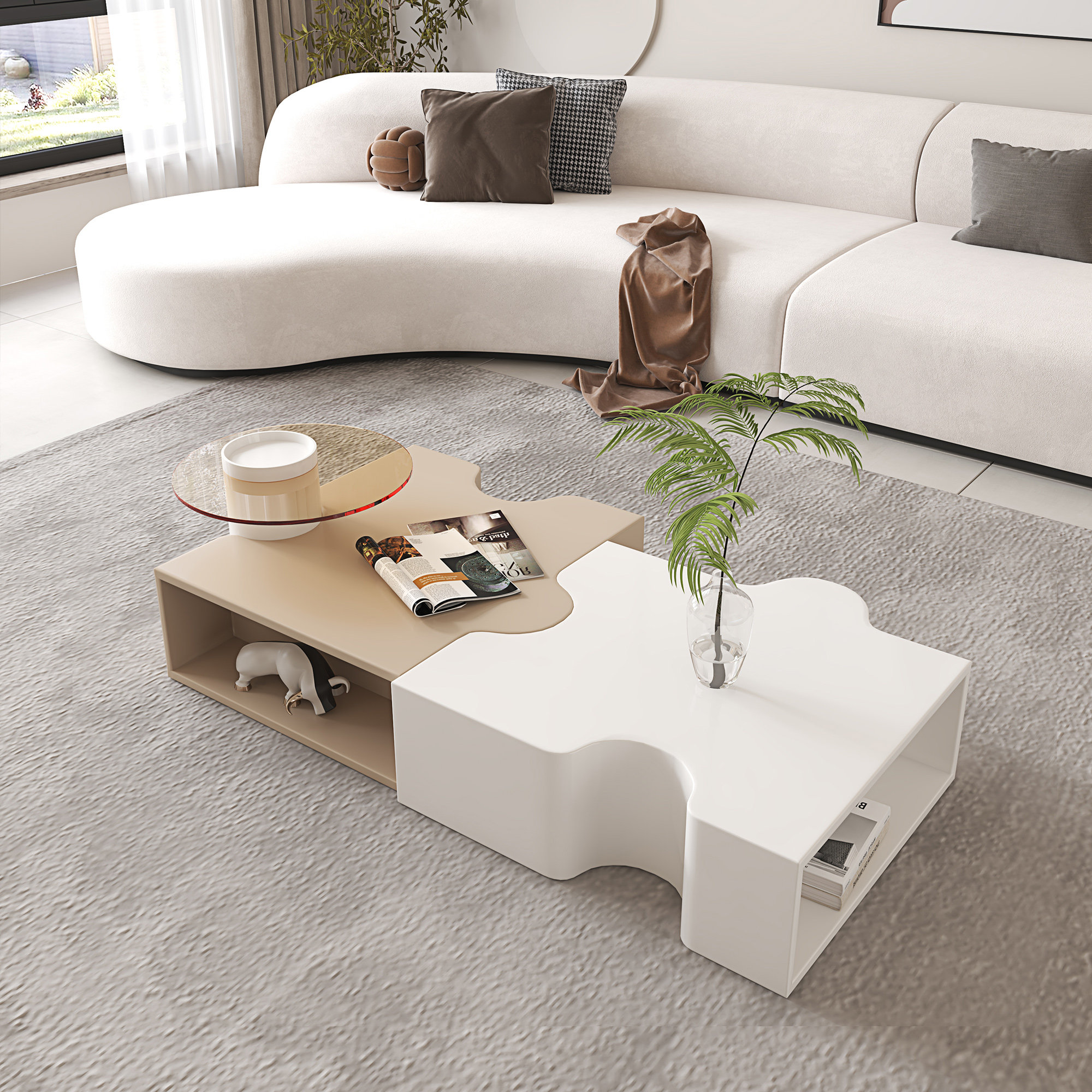 Hokku Designs Marthy 3-Piece Irregular Coffee Table Sets with Storage ...