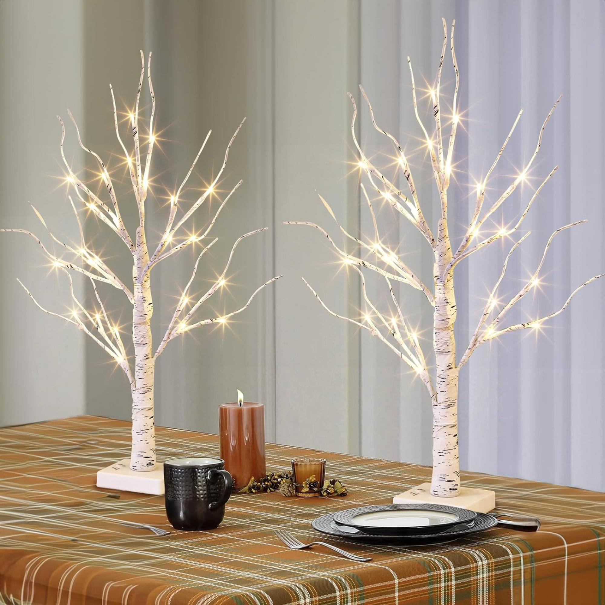 Ophelia & Co. Lighted Birch Tree For Christmas Decor, Table Decorations ...