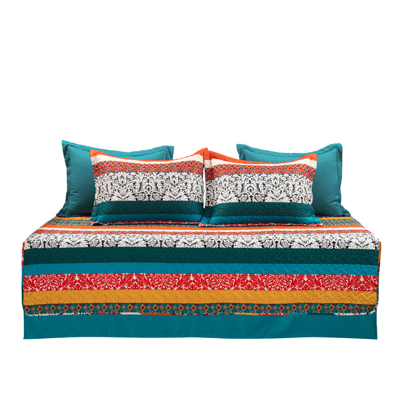 Lush Decor Green/Red/Yellow Microfiber 6 Piece Coverlet / Bedspread Set ...