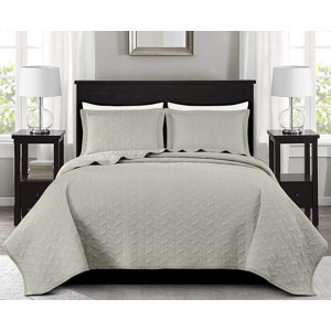 Chezmoi Collection Solid Color Cotton Quilt Flange Border 3 Piece Quilt ...