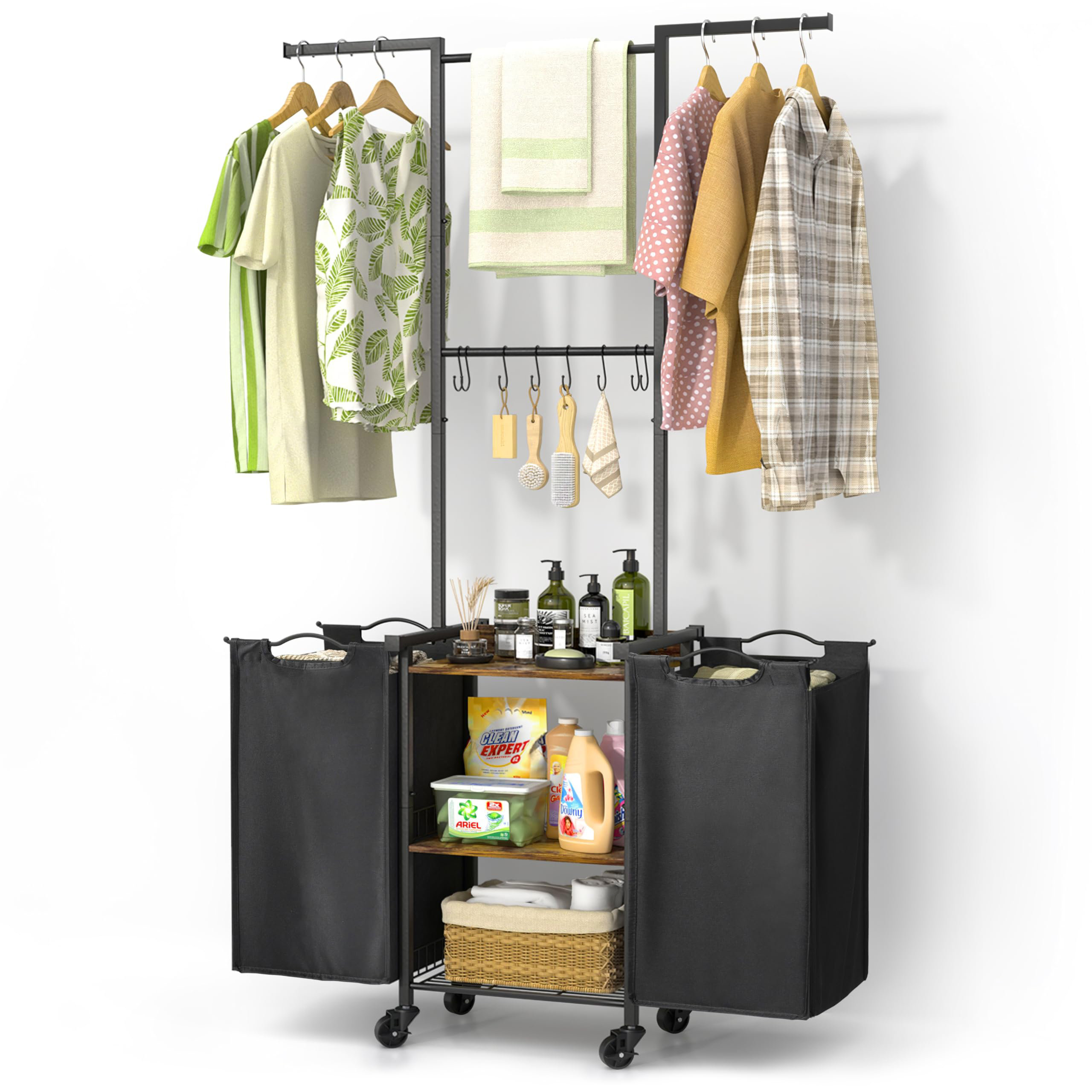 BTERAZ Metal Laundry Cart with Wheels | Wayfair