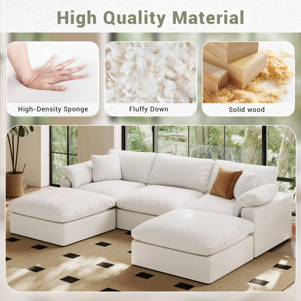 Hokku Designs Oversized Cloud Modular Sectional Sofa, Comfy Down Filled ...