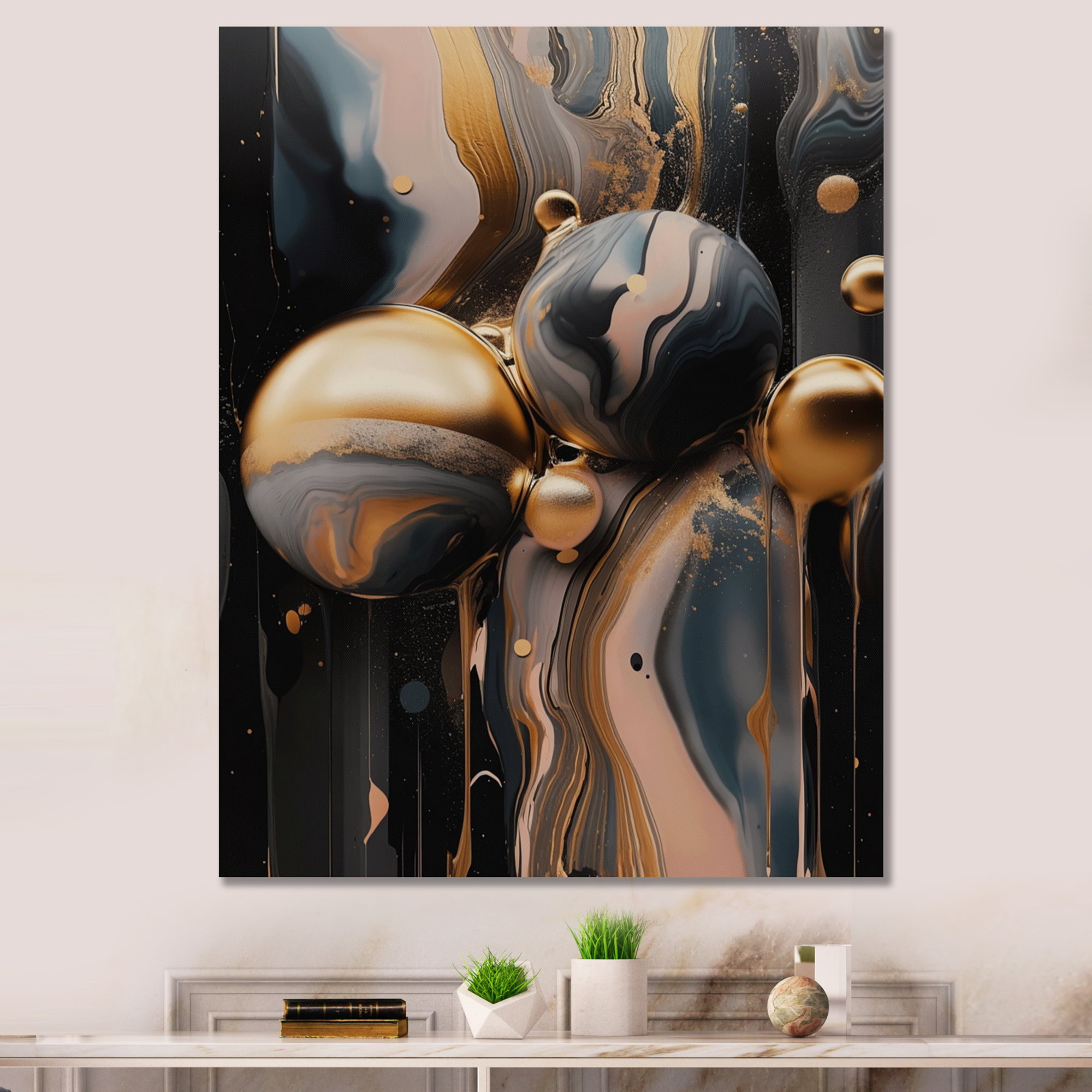 Mercer41 Gold Black Journey Through Marble II - Abstract Marble Wall ...