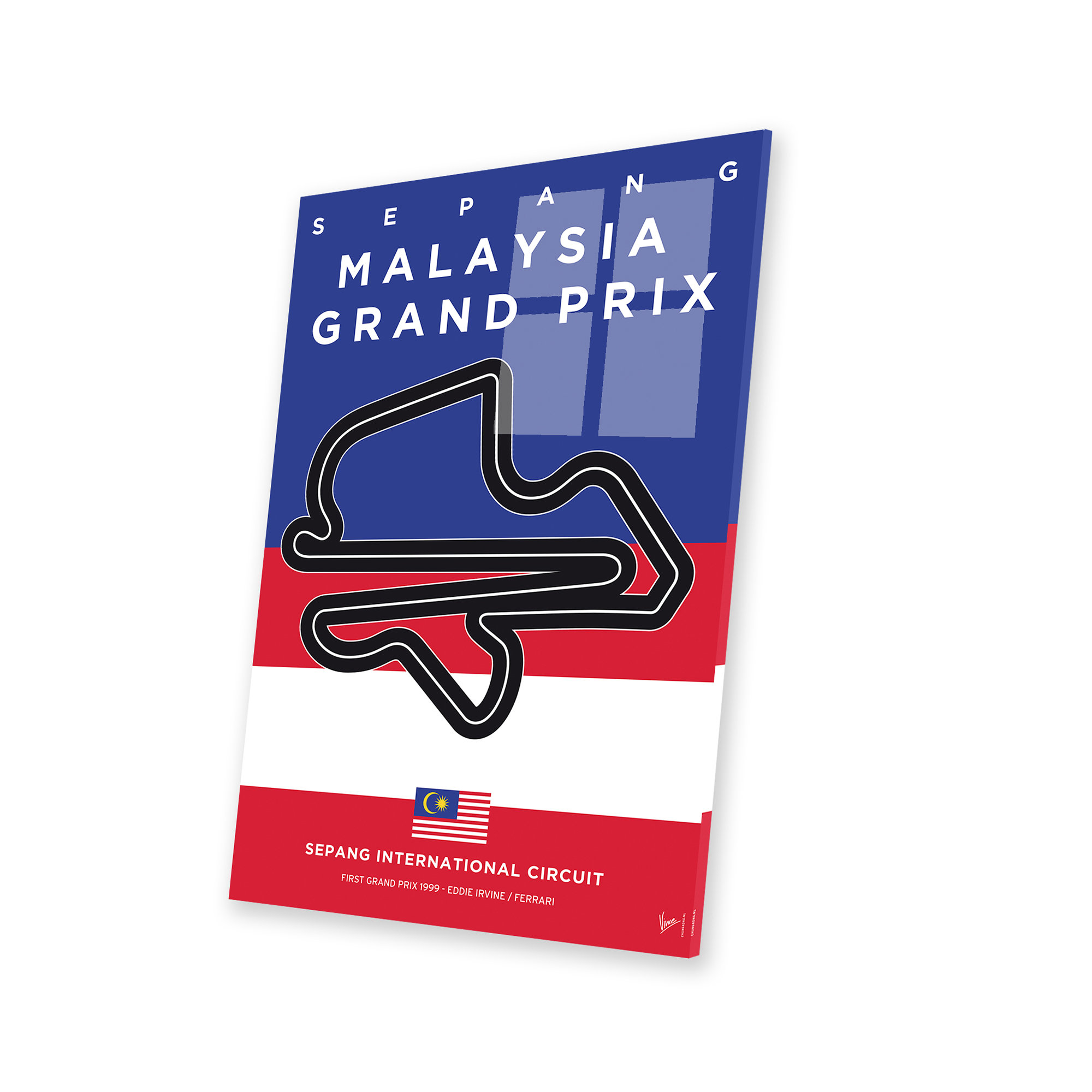 iCanvas F1 Sepang Race Track Minimal Poster Print On Acrylic Glass ...
