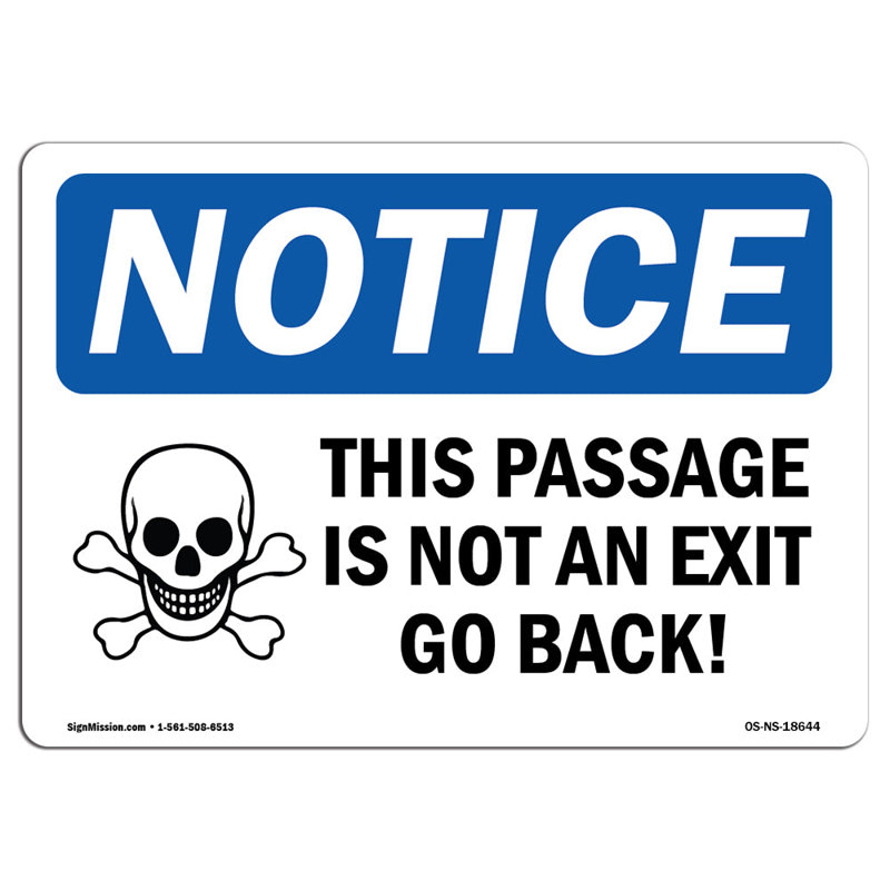 SignMission This Passage Is Not an Exit Go Back Sign with Symbol | Wayfair