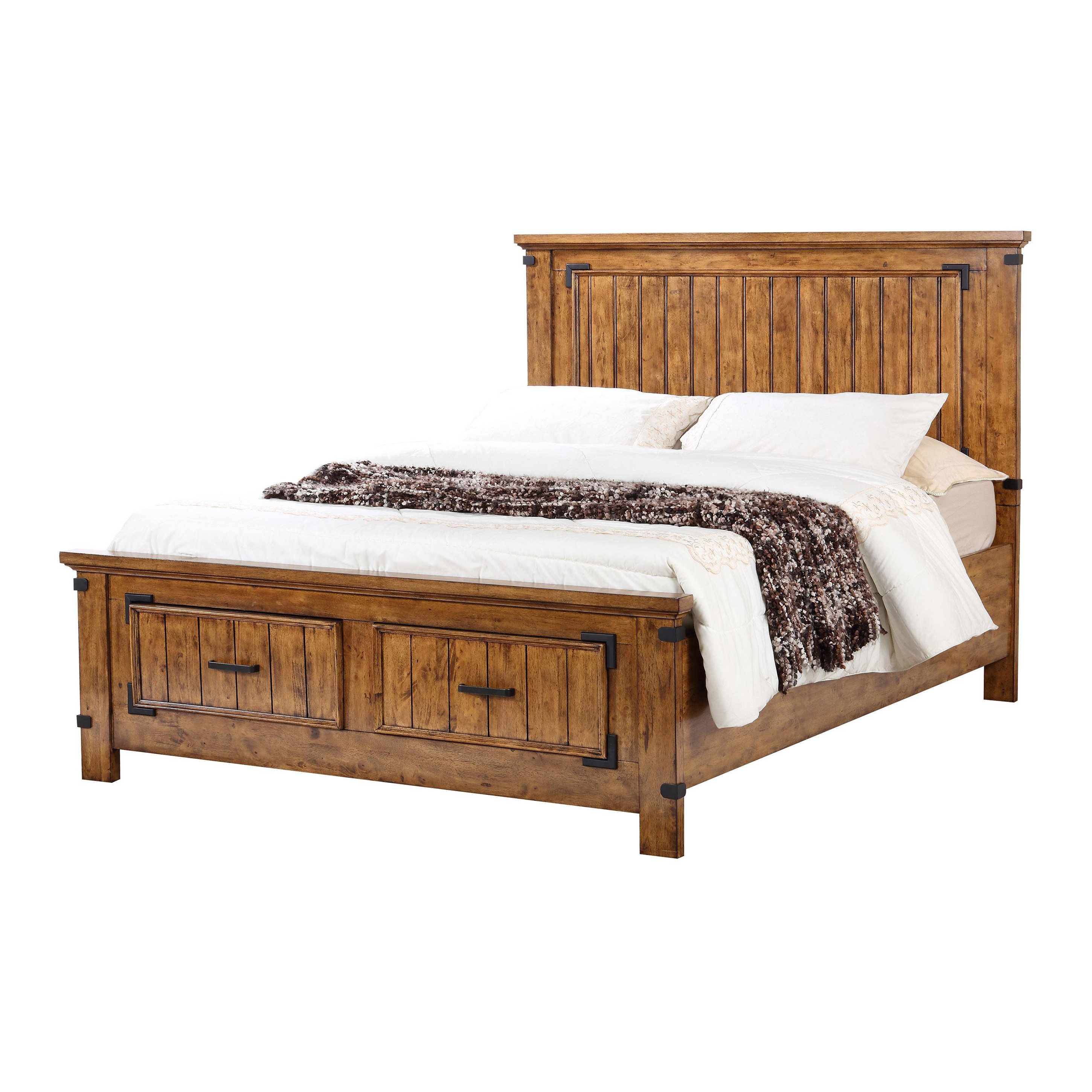 August Grove® Constanse Wood Storage Panel Bed in Rustic Honey | Wayfair