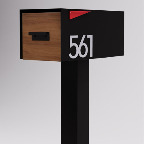 Post & Porch Malone Post-Mounted Mailbox with Wood-Styled Door | Wayfair