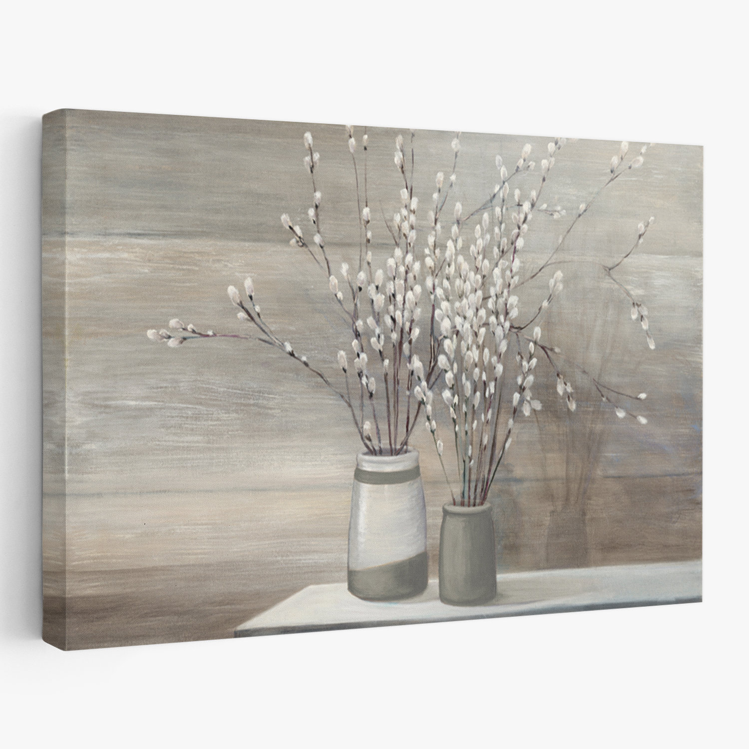 Winston Porter Modern Farmhouse Pussy Willow Still Life Gray Pots | Wayfair