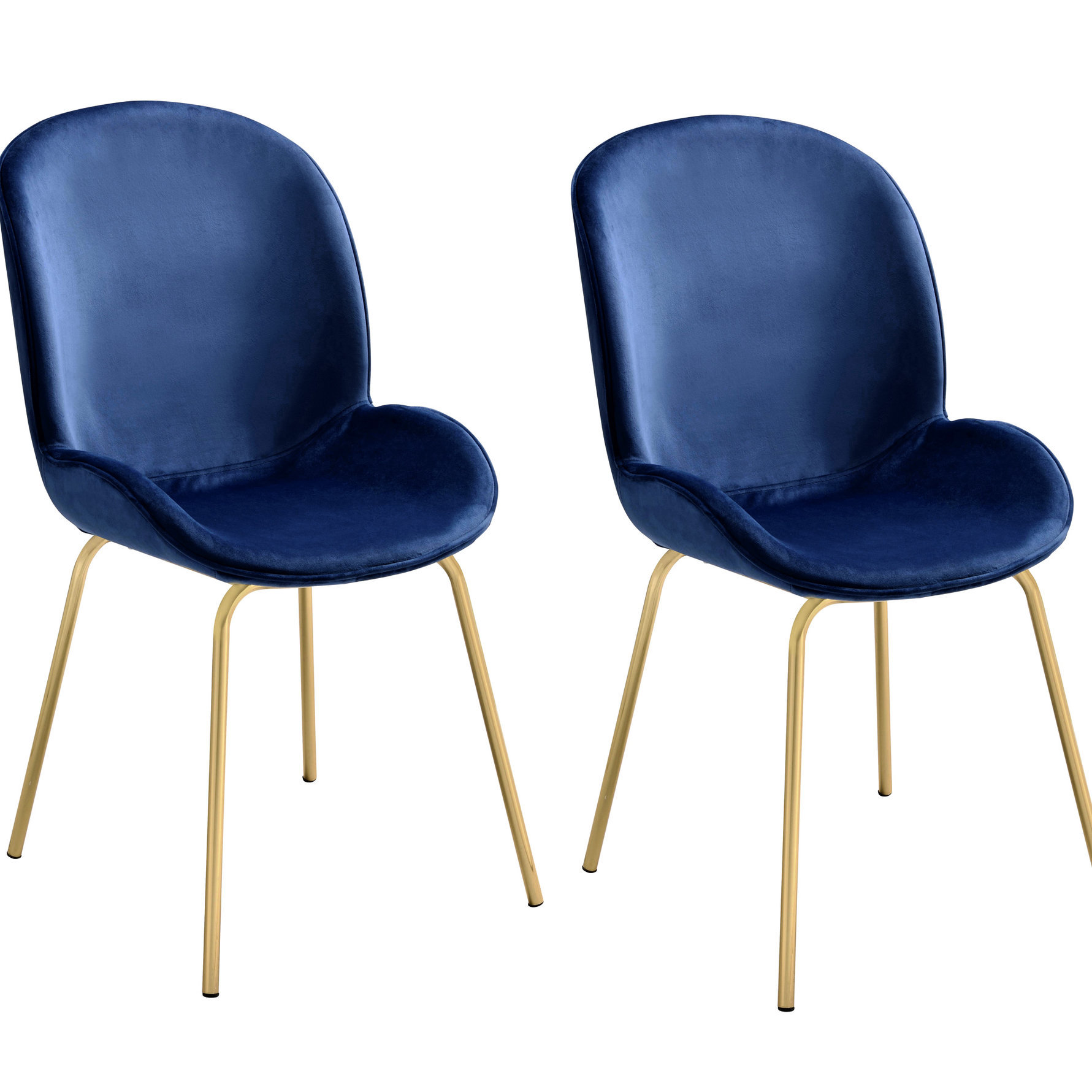 Mercer41 Of 2 Blue And Gold Side Chairs - Classy Wingback Back Support ...