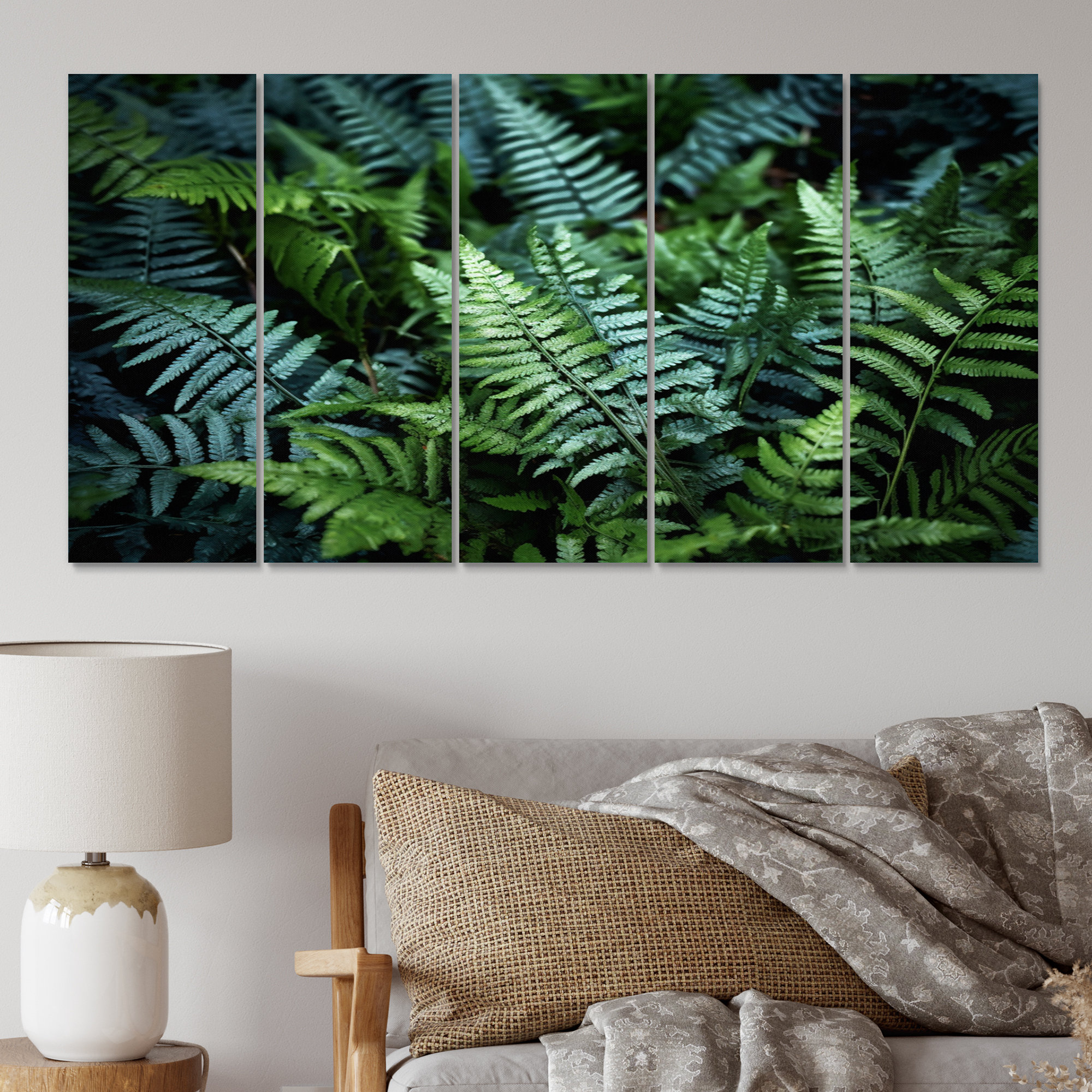 Bay Isle Home™ Green Fern Scenery IV On Canvas 5 Pieces Print | Wayfair