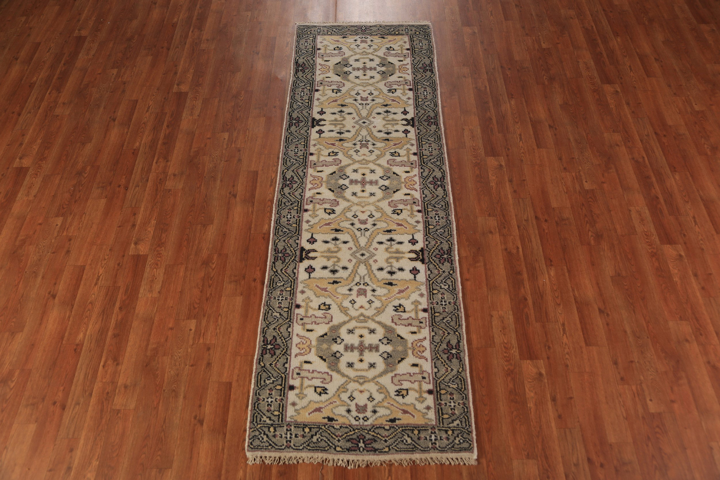 Bloomsbury Market All-Over Ivory Wool Oushak Indian Runner Rug 3x8 ...