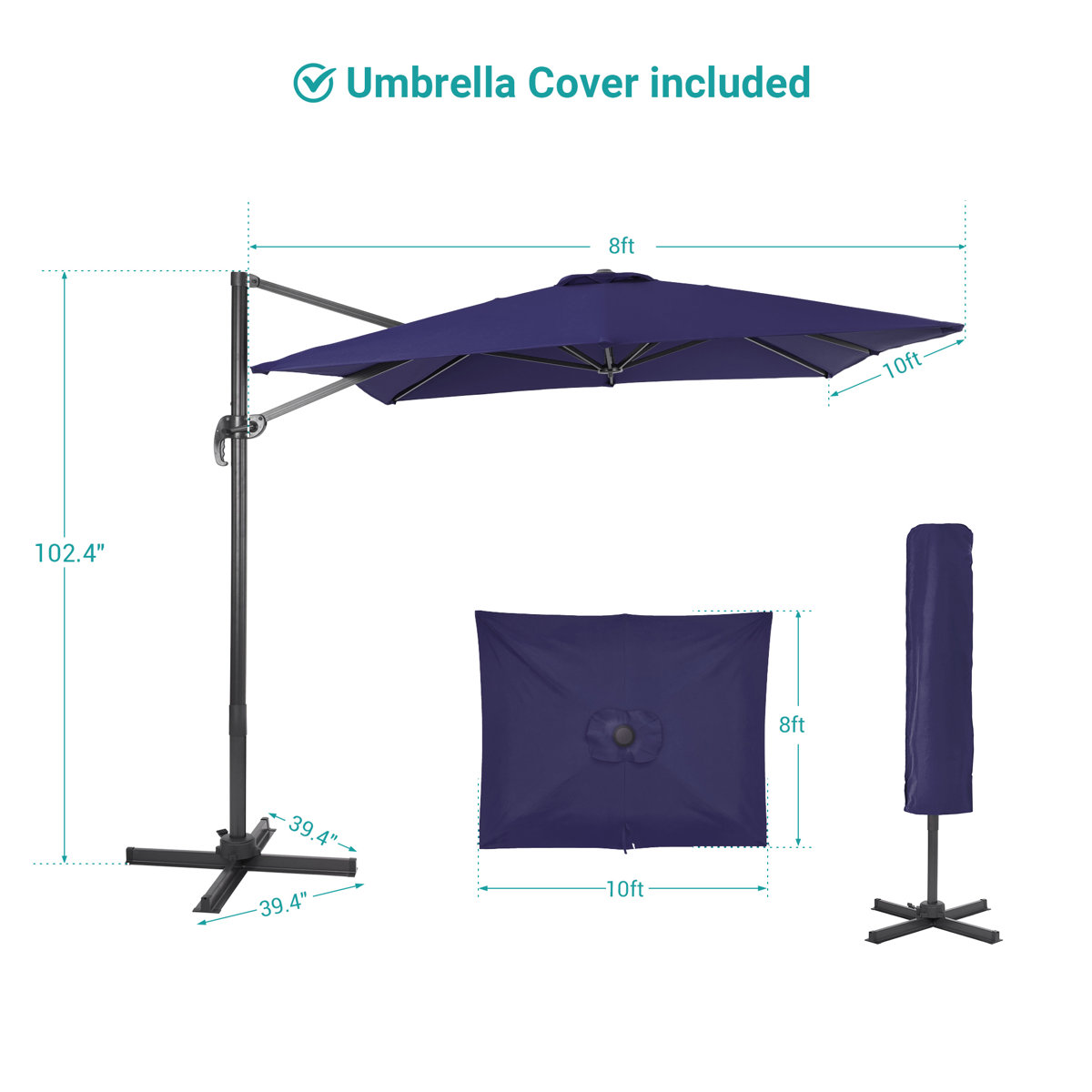Arlmont & Co. Ruy 96" x 120'' Umbrella | Wayfair