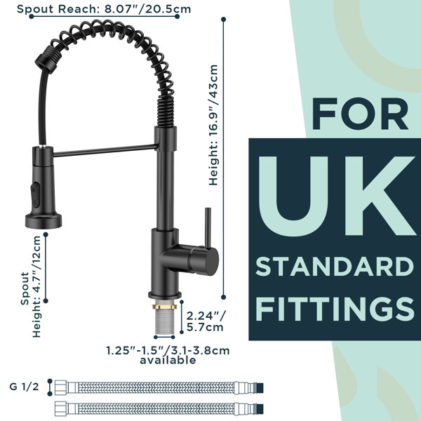 Blue Elephant Pull Down Spray Single Lever Kitchen Tap | Wayfair.co.uk
