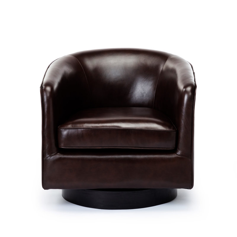 Wildon Home® Tanner Brown Top Grain Leather Swivel Chair | Wayfair