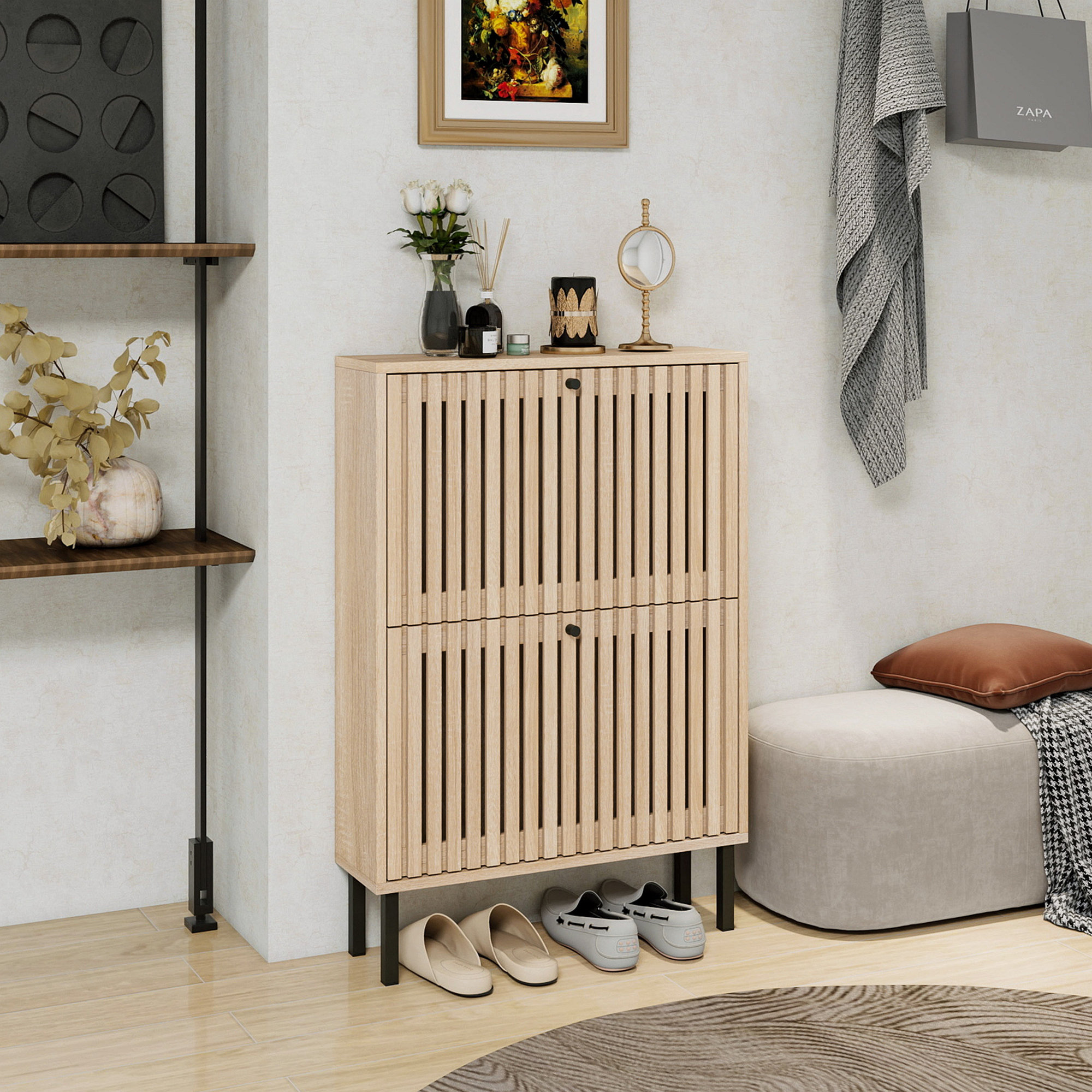 Loon Peak® 2 Door Shoe Rack, Freestanding Modern Shoe Storage Cabinet ...