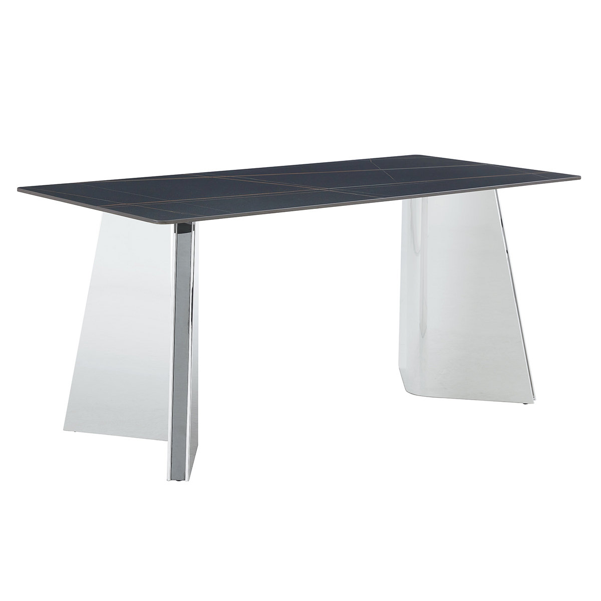 Wrought Studio™ Marble-Patterned Slab Dining Table With Butterfly Legs ...