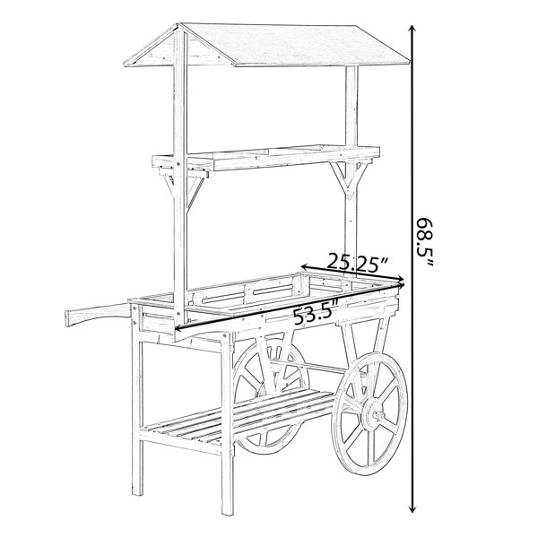 Arlmont & Co. Large Wooden 3 Tier Rolling Table Cart With 2 Wheels For ...