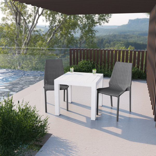 Hokku Designs 2-Piece Outdoor Dining Set Square Dining Table with Weave ...