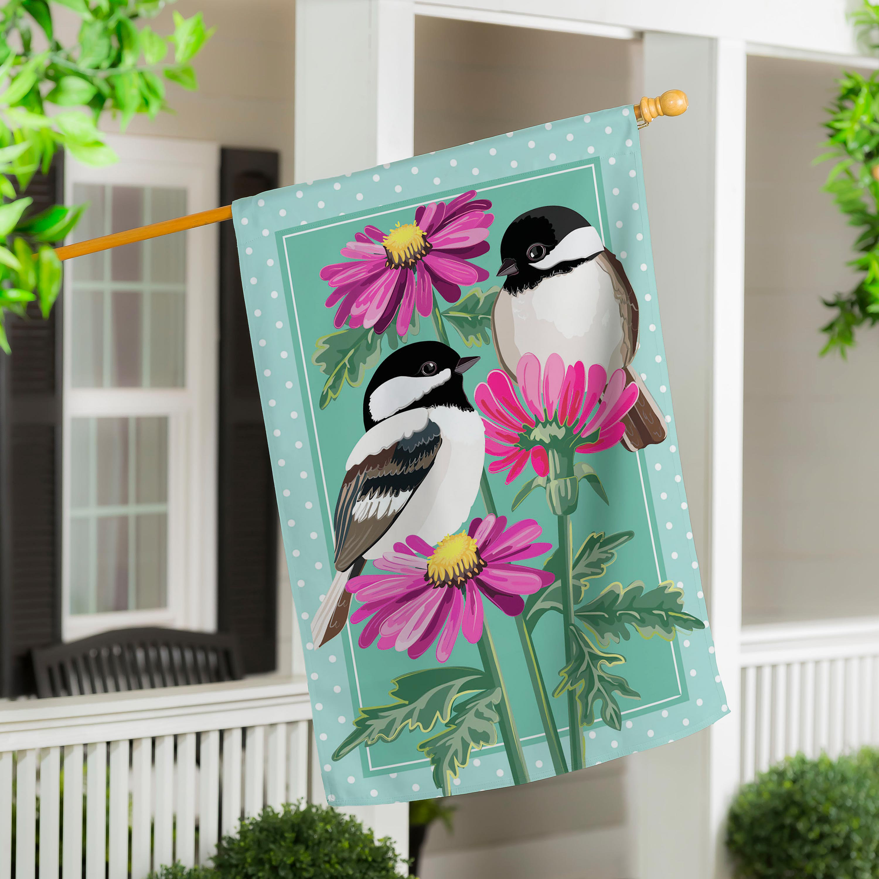 Lark Manor™ Chickadee Friends Applique House Flag | Wayfair