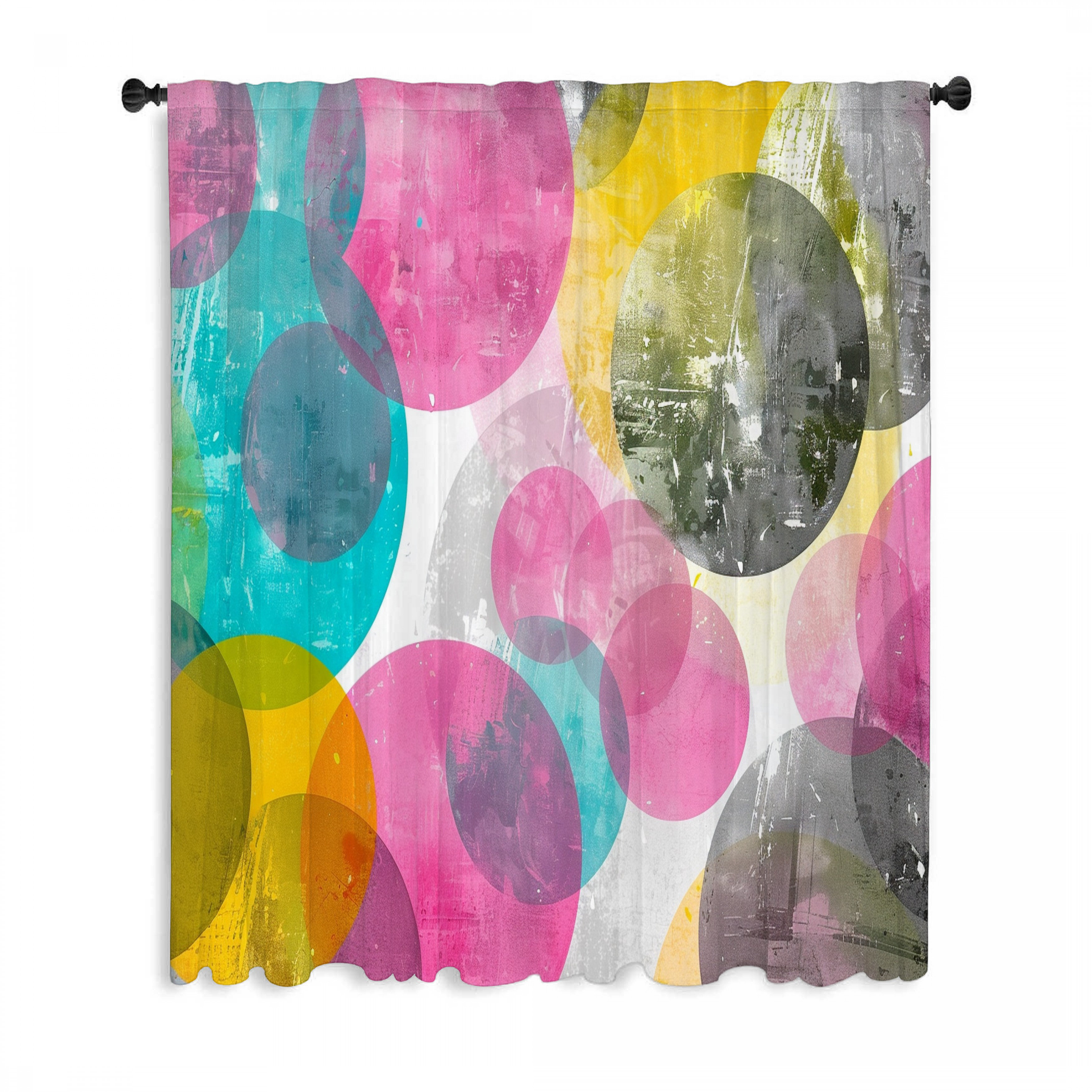 Corrigan Studio® Colorful Circles Window Curtains, Abstract Blockout ...