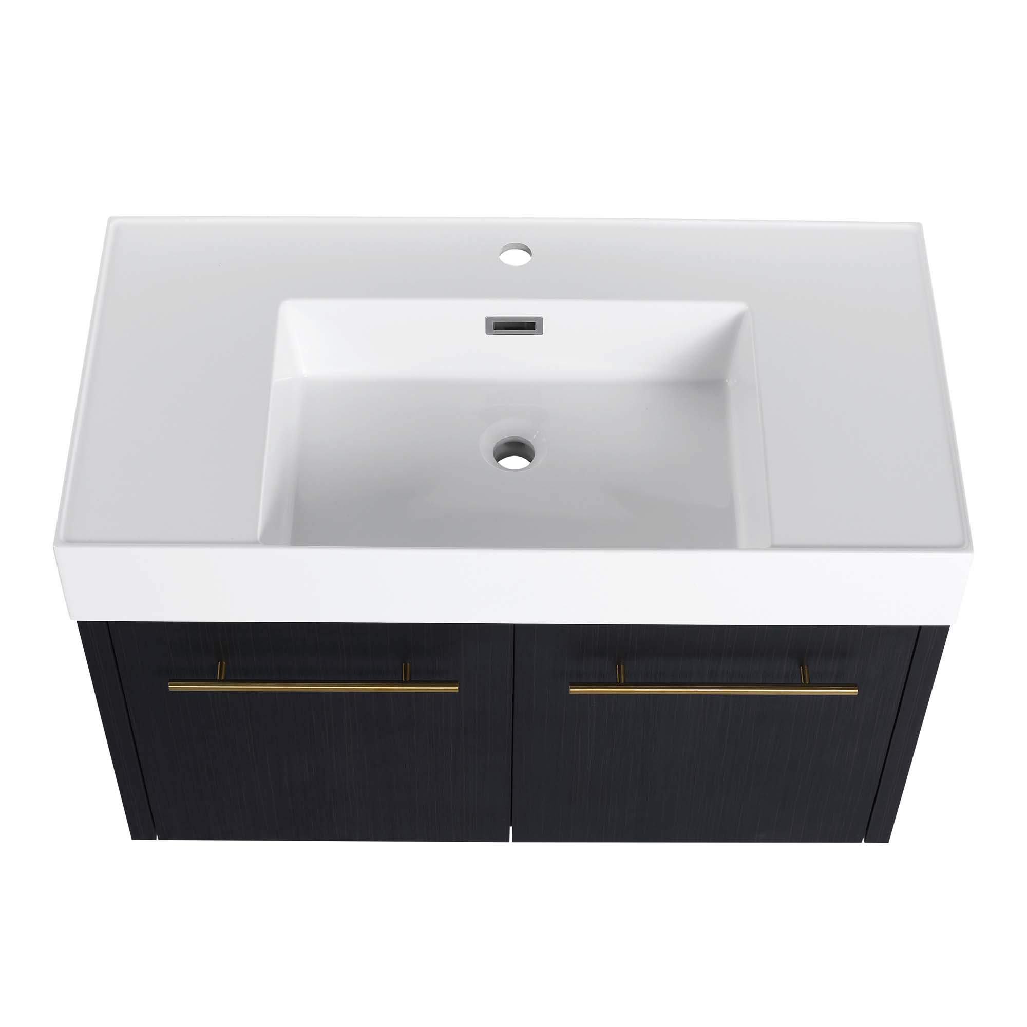 Latitude Run® Wall-Mounted Bathroom Vanity With Sink, Thick Edged Resin ...