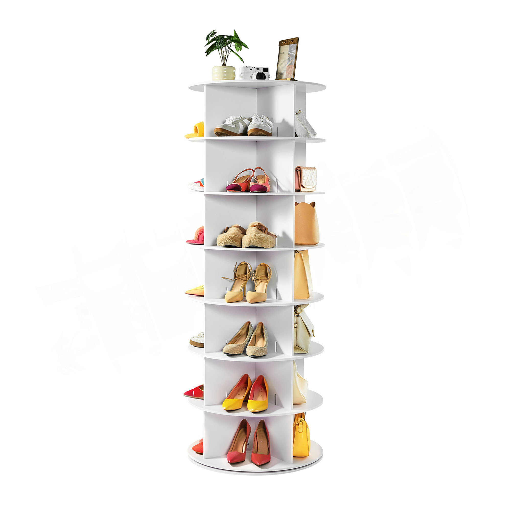 Wrought Studio™ 7 Tiers Rotating Shoe Rack Tower, 360° Spinning Shoe ...
