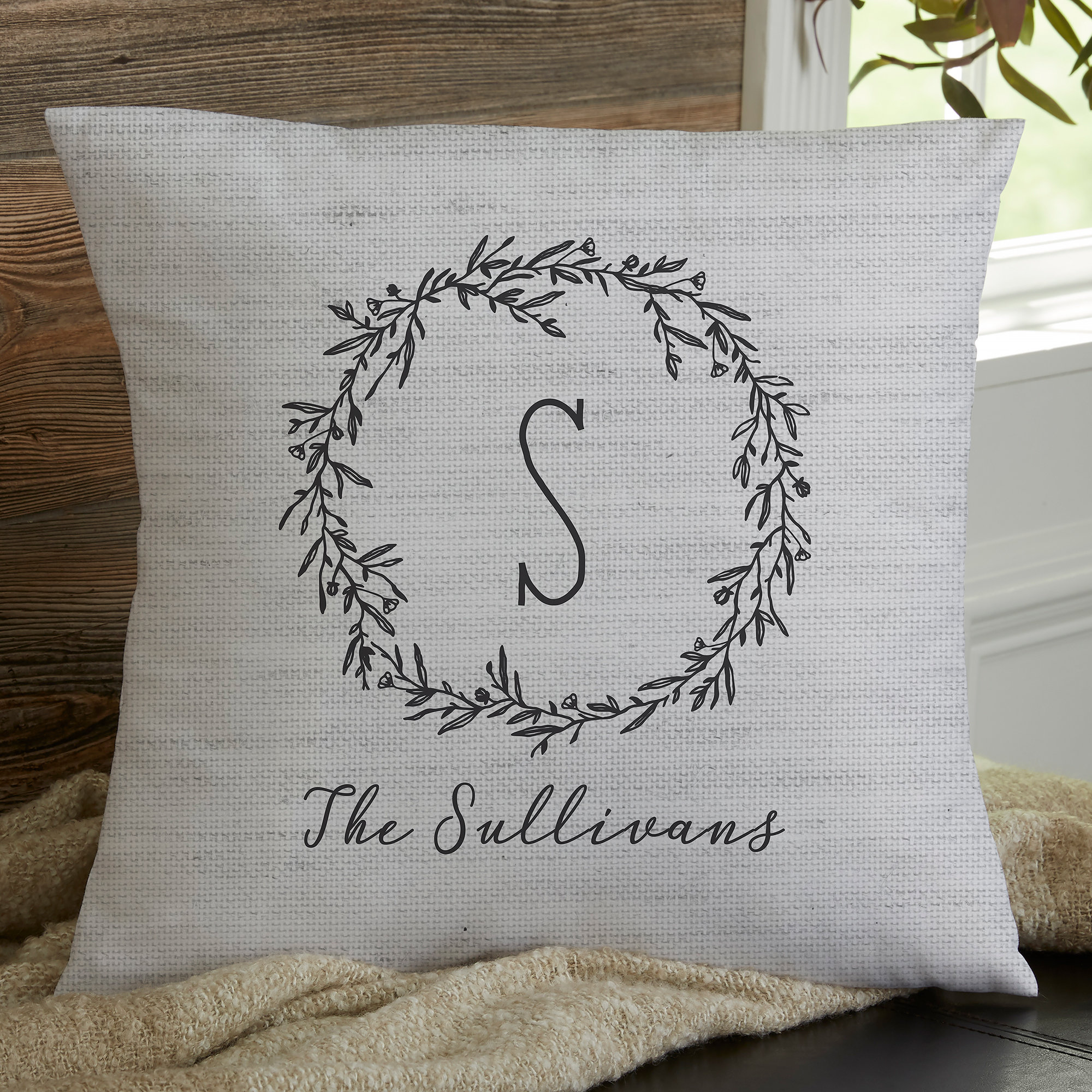 Personalization Mall Farmhouse Floral Personalized 18" Throw Pillow ...
