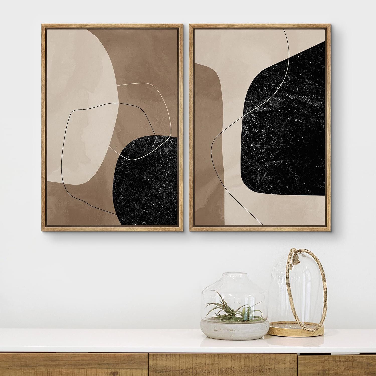 IDEA4WALL Mid Century Shape Brown Faded Black Abstract Modern Pictures ...