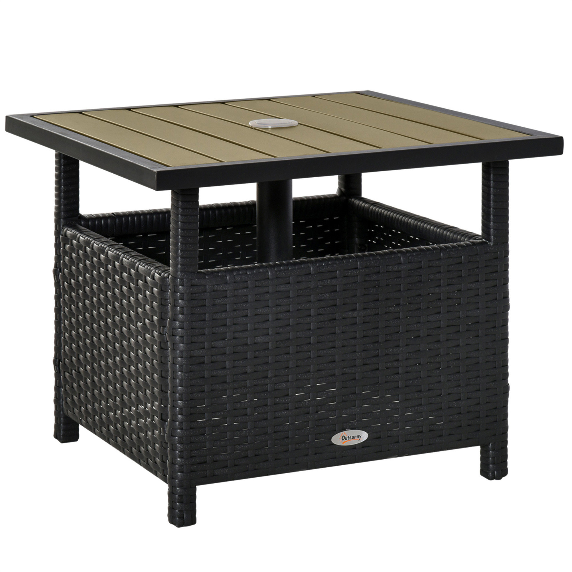 HLILish Outsunny Outdoor Rattan Wicker Side Table With Steel Frame And ...