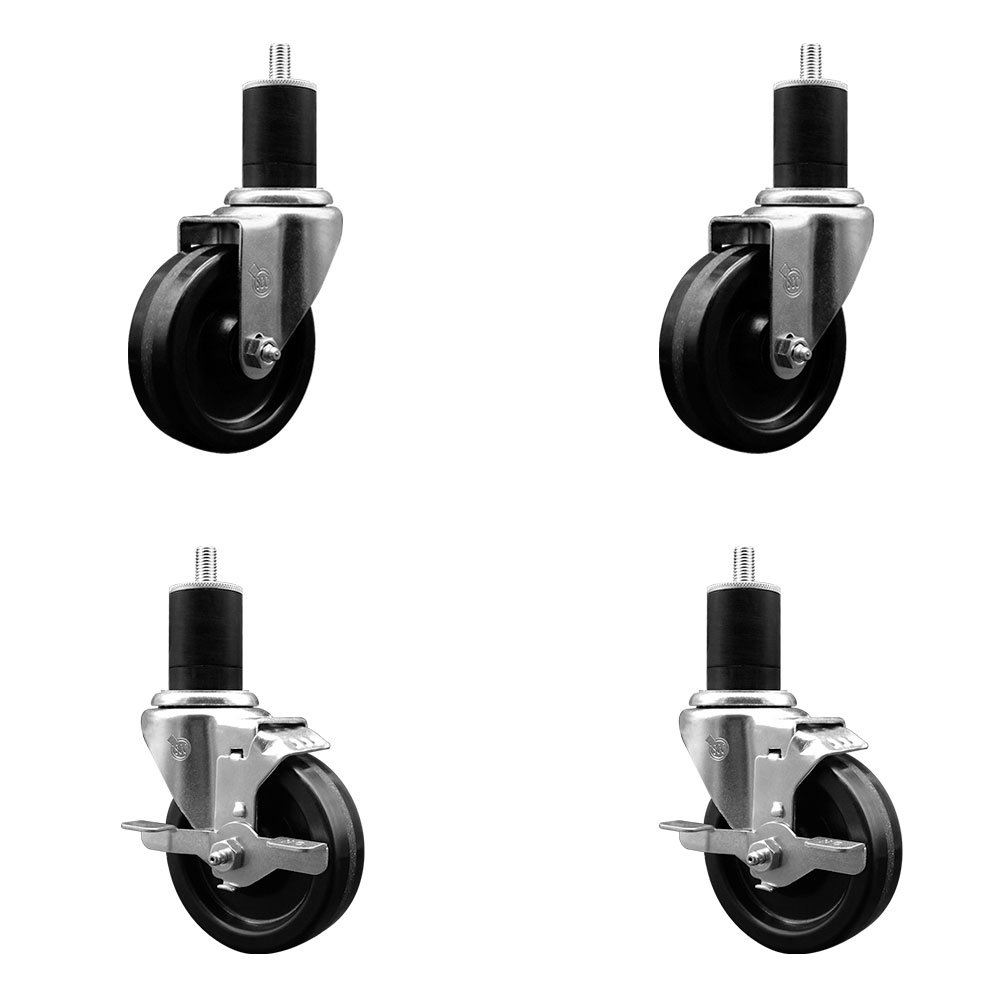 Service Caster Phenolic Wheel Swivel Expand Stem Caster Set 2 Brakes ...