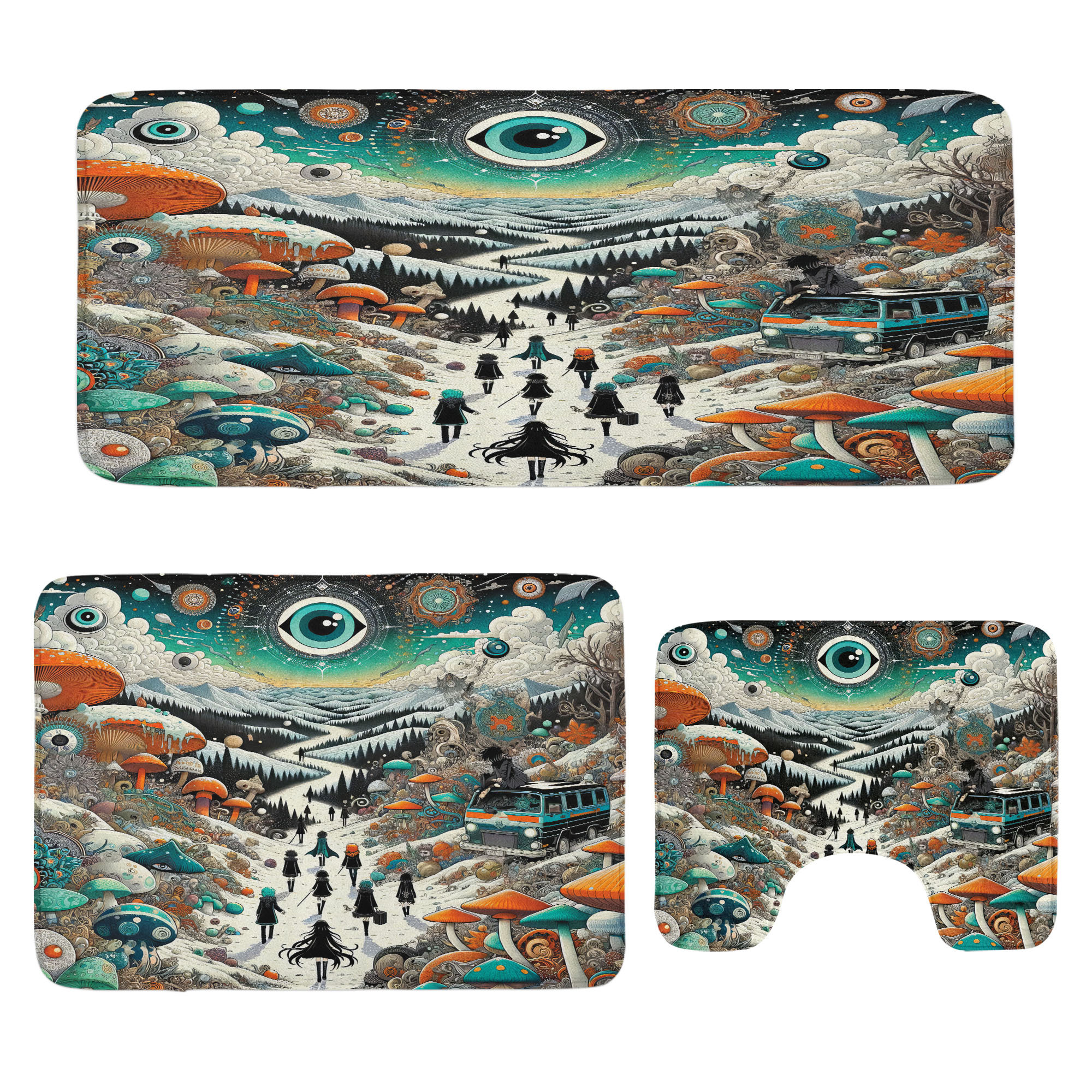 East Urban Home Anime Bathroom Rug Set 3 Pieces U-Shape & Rectangle ...