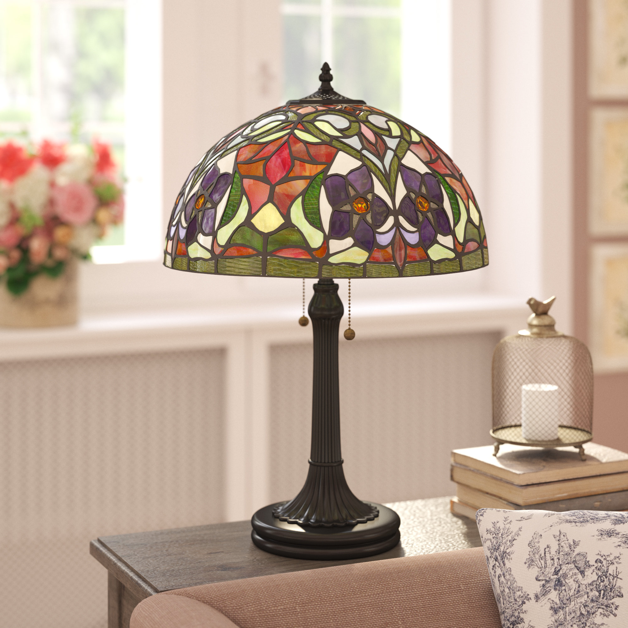 August Grove Yerres Tiffany 23.5" Bronze Table Lamp & Reviews | Wayfair