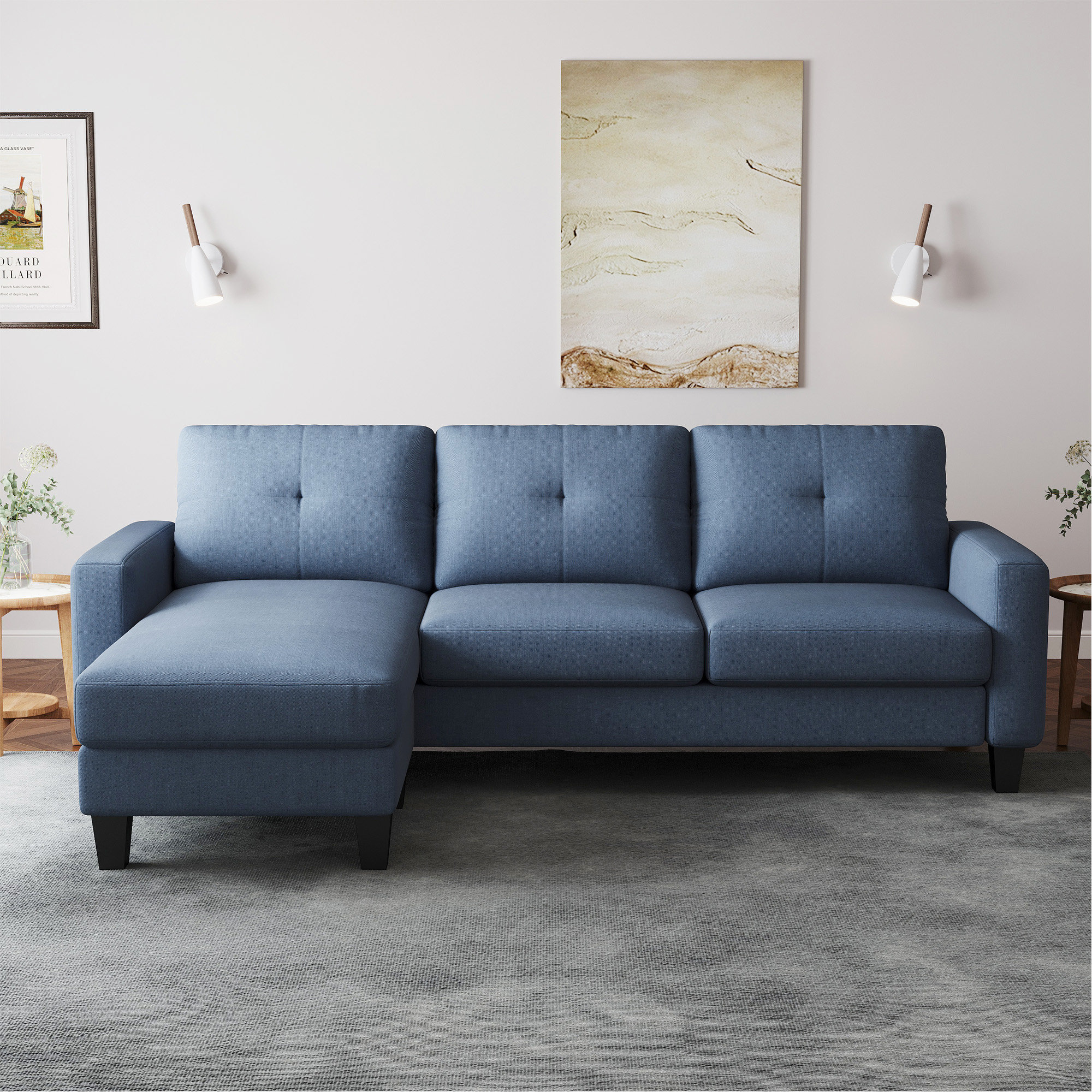 Ebern Designs Living Room Furniture With Polyester Fabric L Shape Couch ...