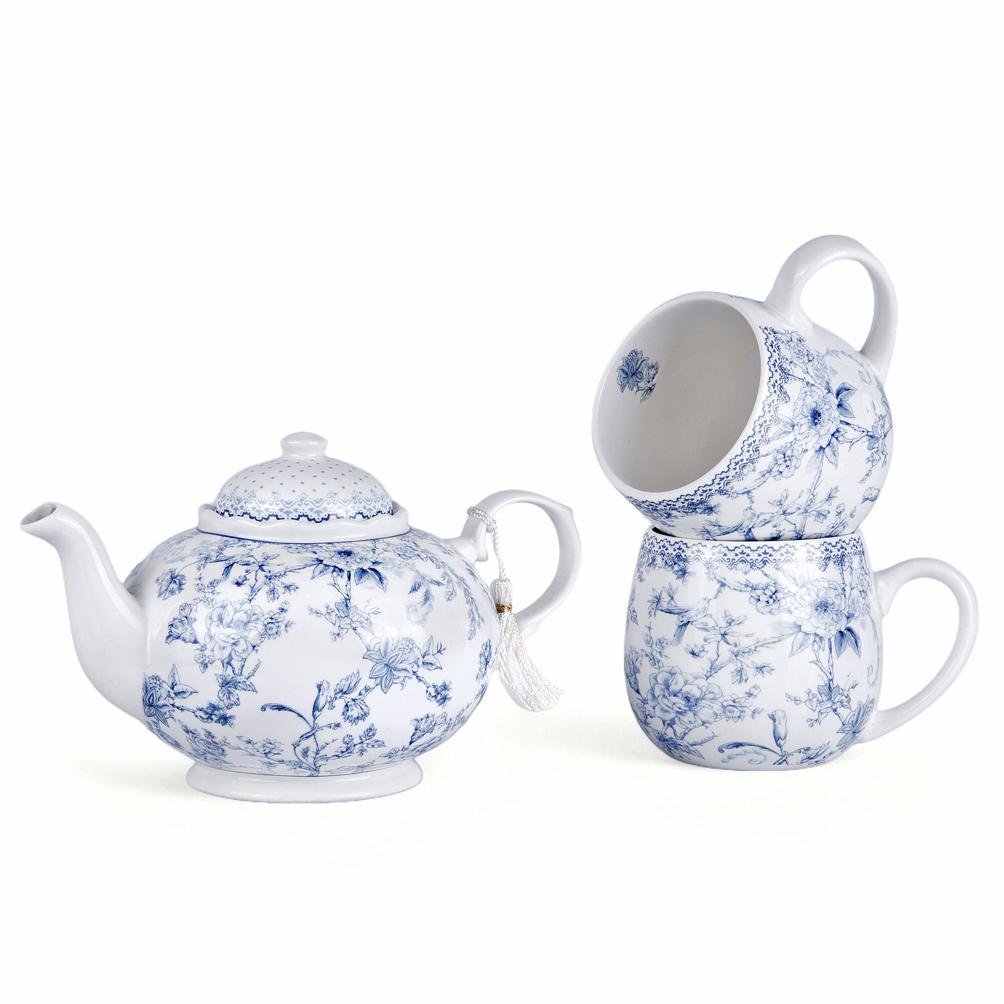 Lark Manor™ blue toile Tea Set for 2 pers | Wayfair