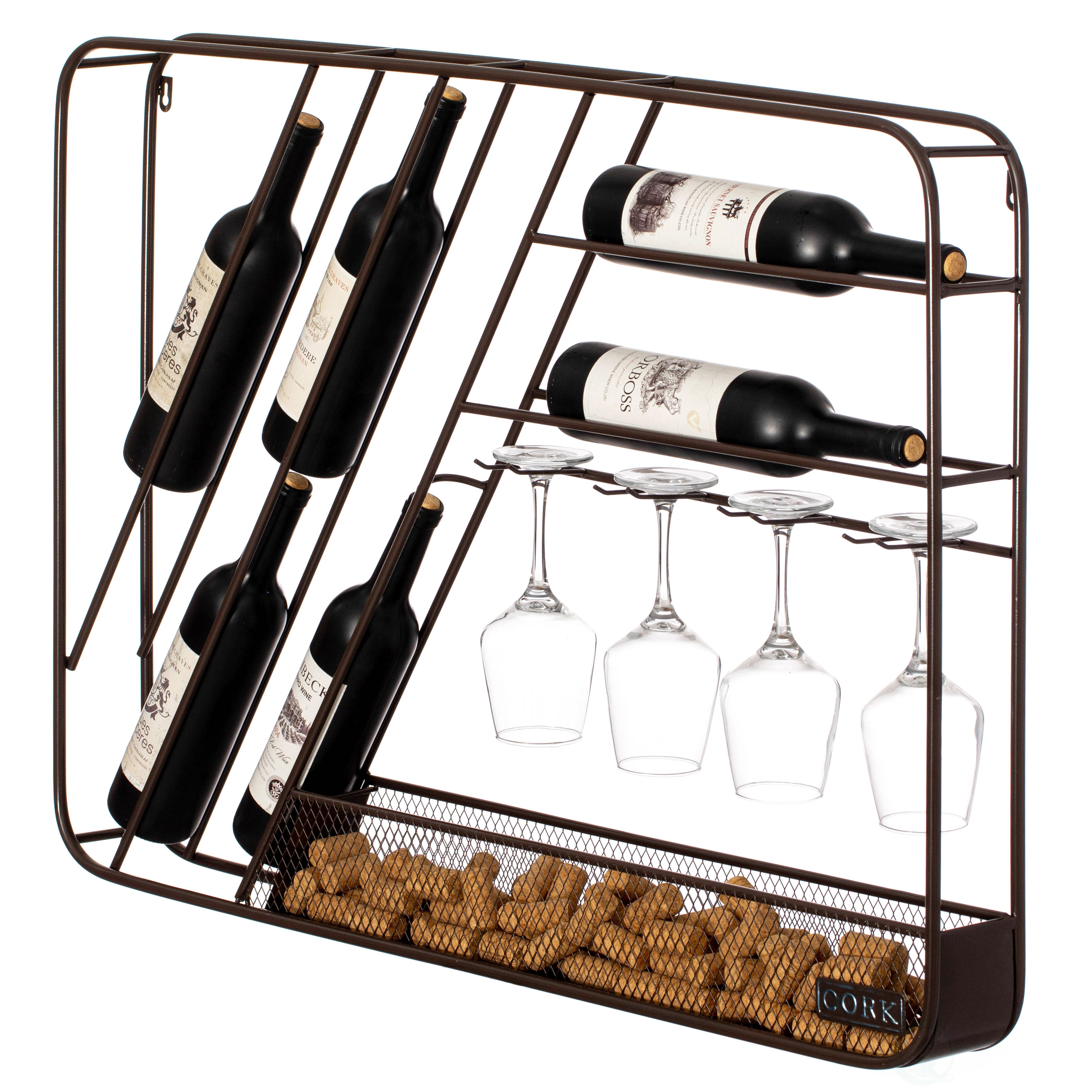 17 Stories Vintage-inspired Decorative Metal Wall-mounted Wine Rack ...