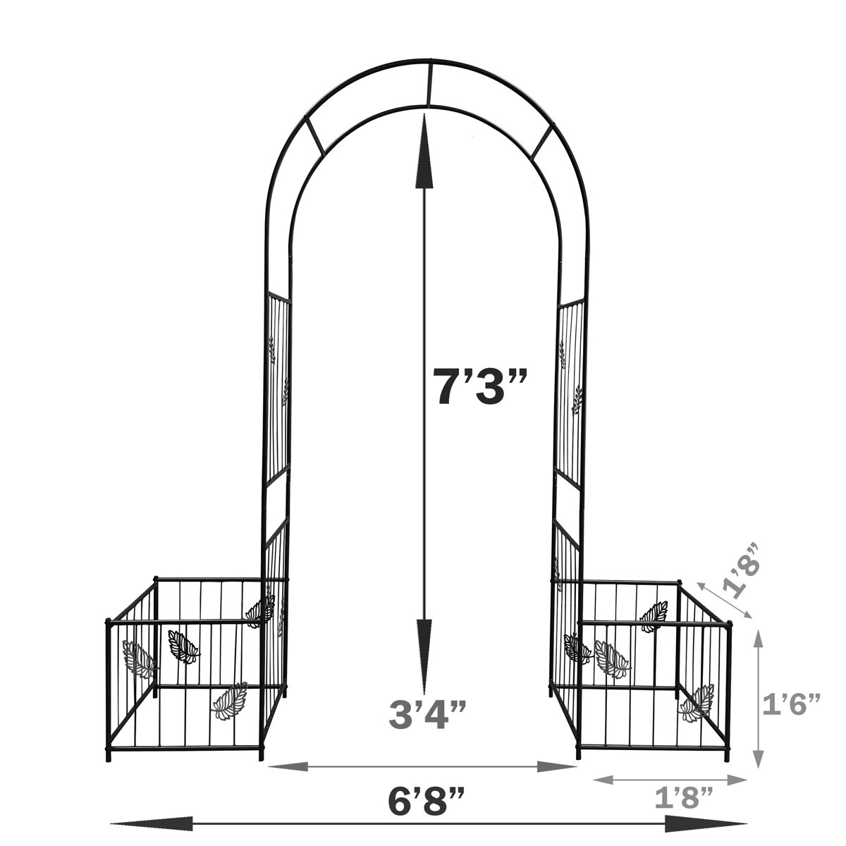 iYofe 87"H Metal Garden Arch with Planters, Climbing Plants Support ...