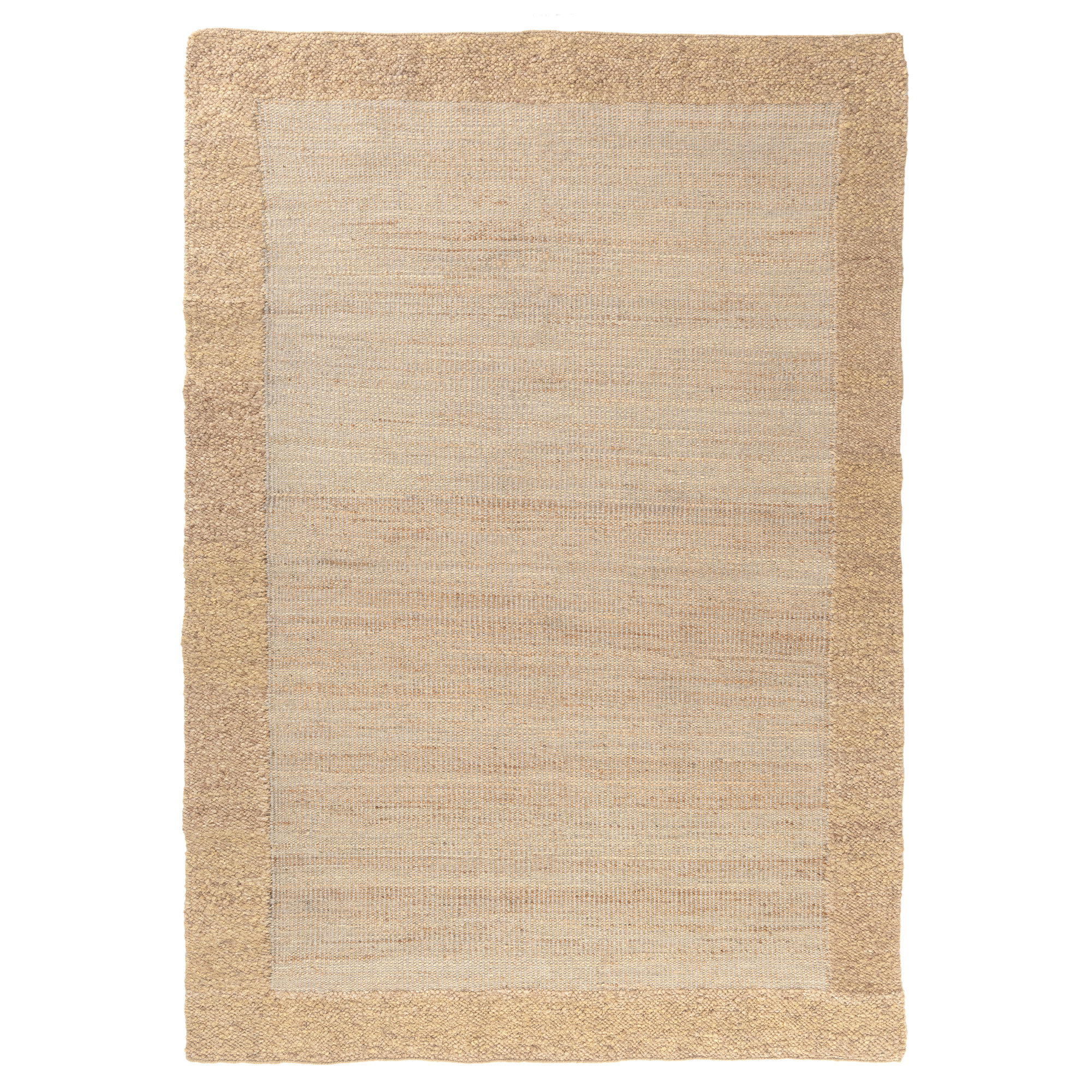 Gracie Oaks Natural/Beige Farmhouse Bordered Hand-Woven Wool Blend Indoor Area Rug | Wayfair